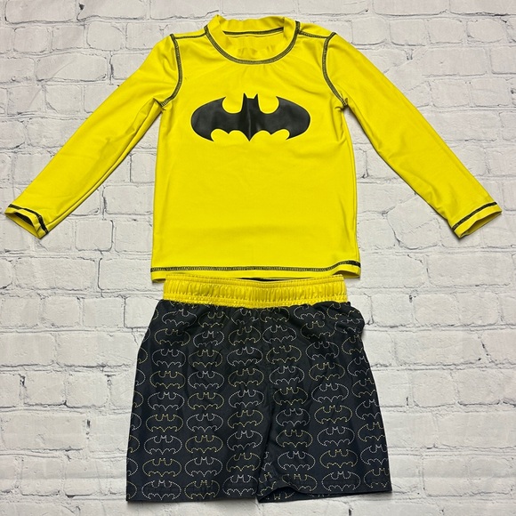 Batman | Swim | Batman Kids Swim Trunks And Rashguard Set Yellow And ...